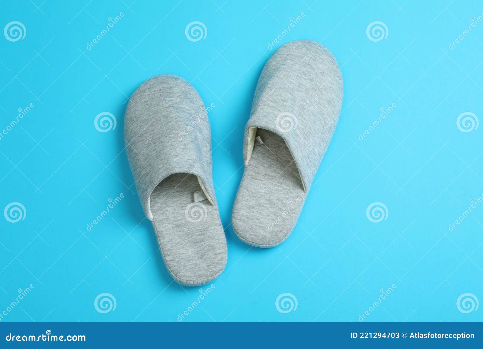Pair of House Slippers on Blue Background Stock Image - Image of ...
