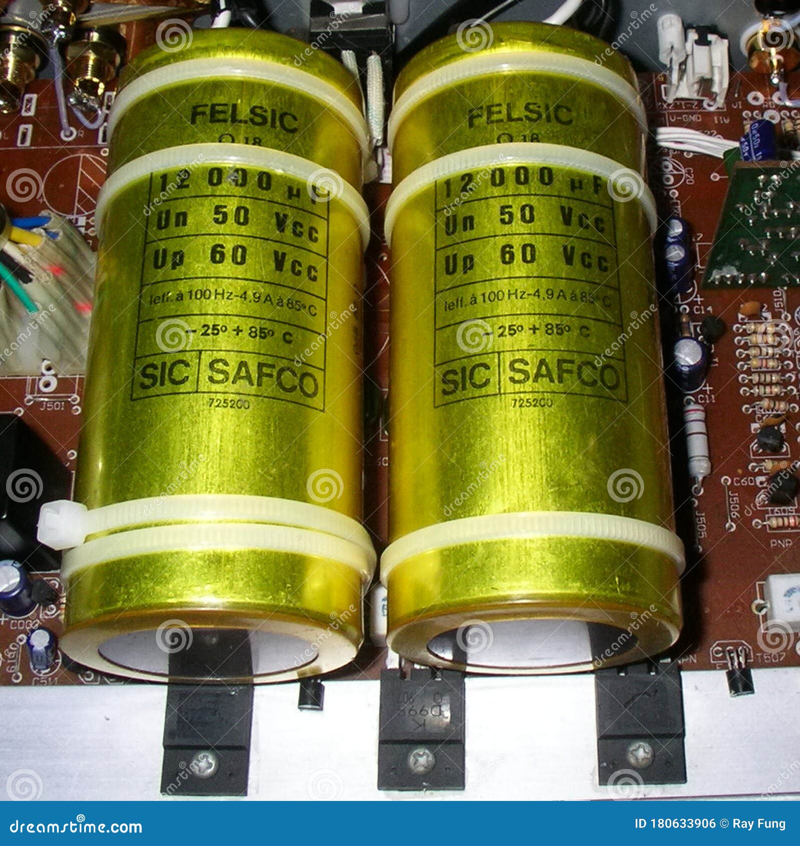 A pair of huge capacitors stock photo. Image of poweramp - 180633906