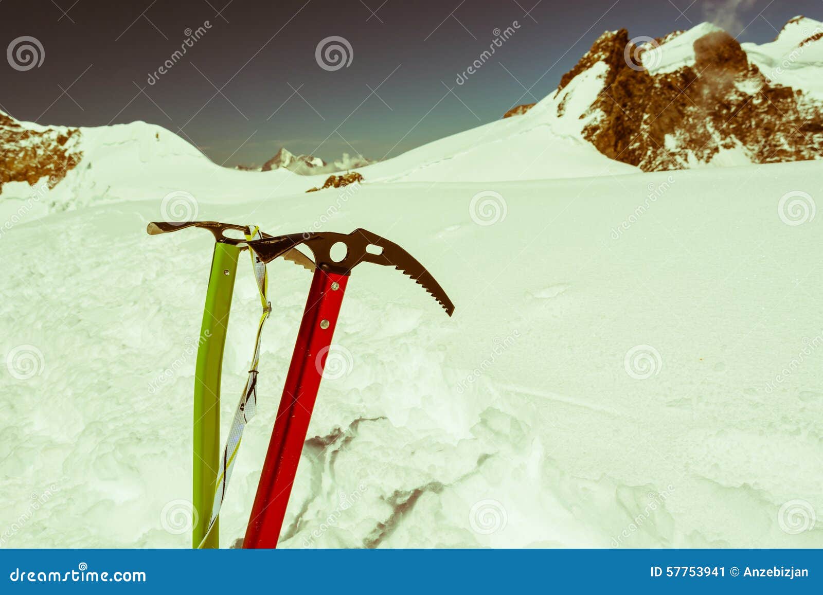 Pair of ice axes. stock image. Image of alps, alpine - 57753941