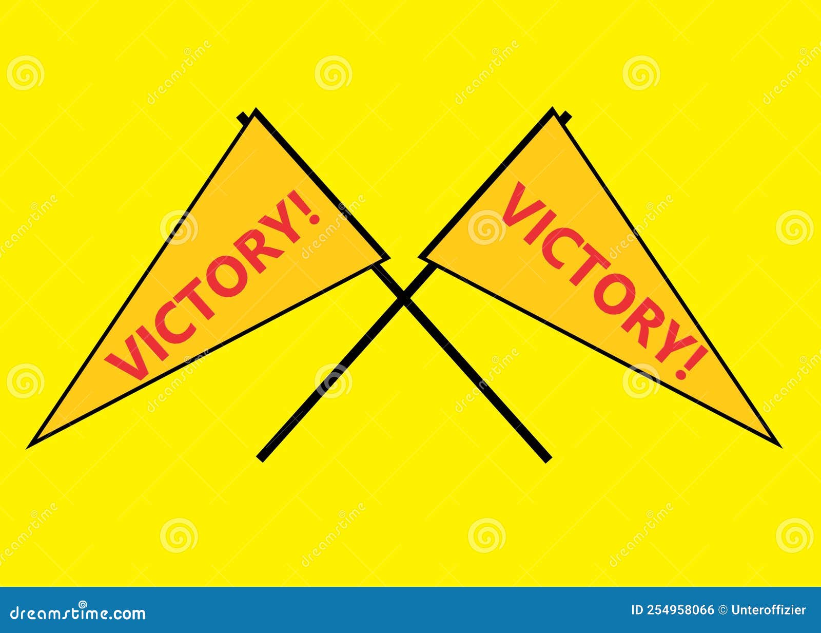 A Pair of Identical Crossing Golden Yellow Triangular Flags with the ...