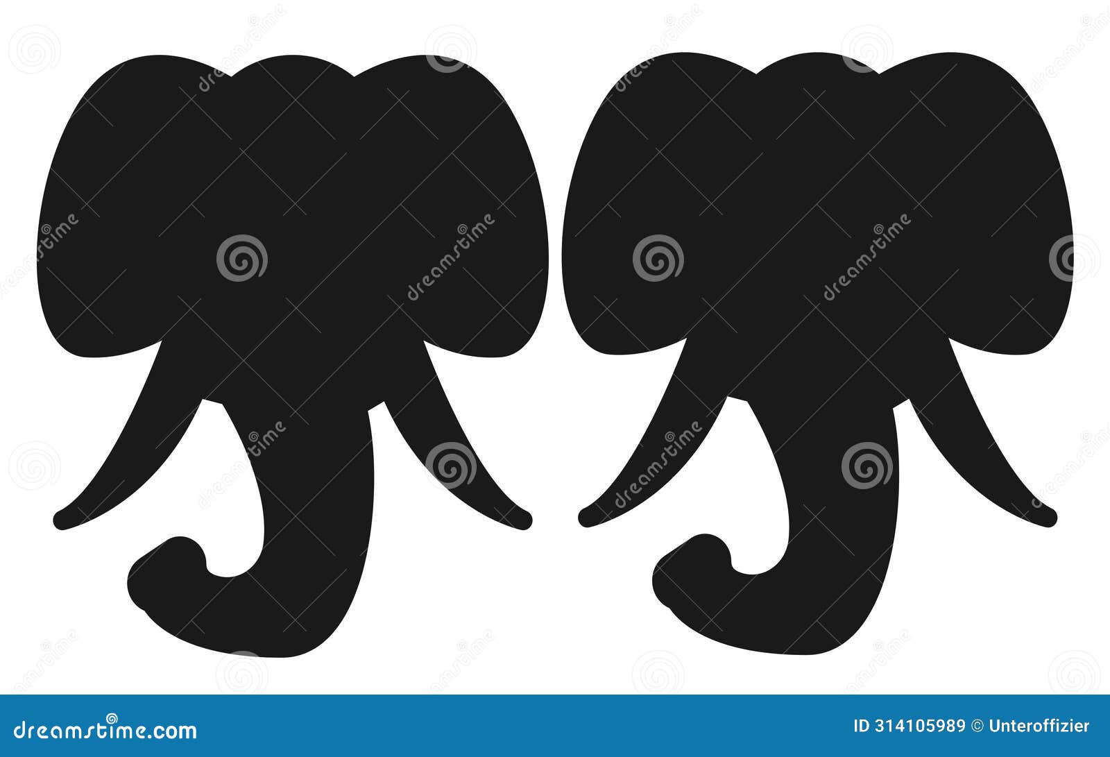 A Pair of Identical Elephant Heads Silhouette Against a White Backdrop ...