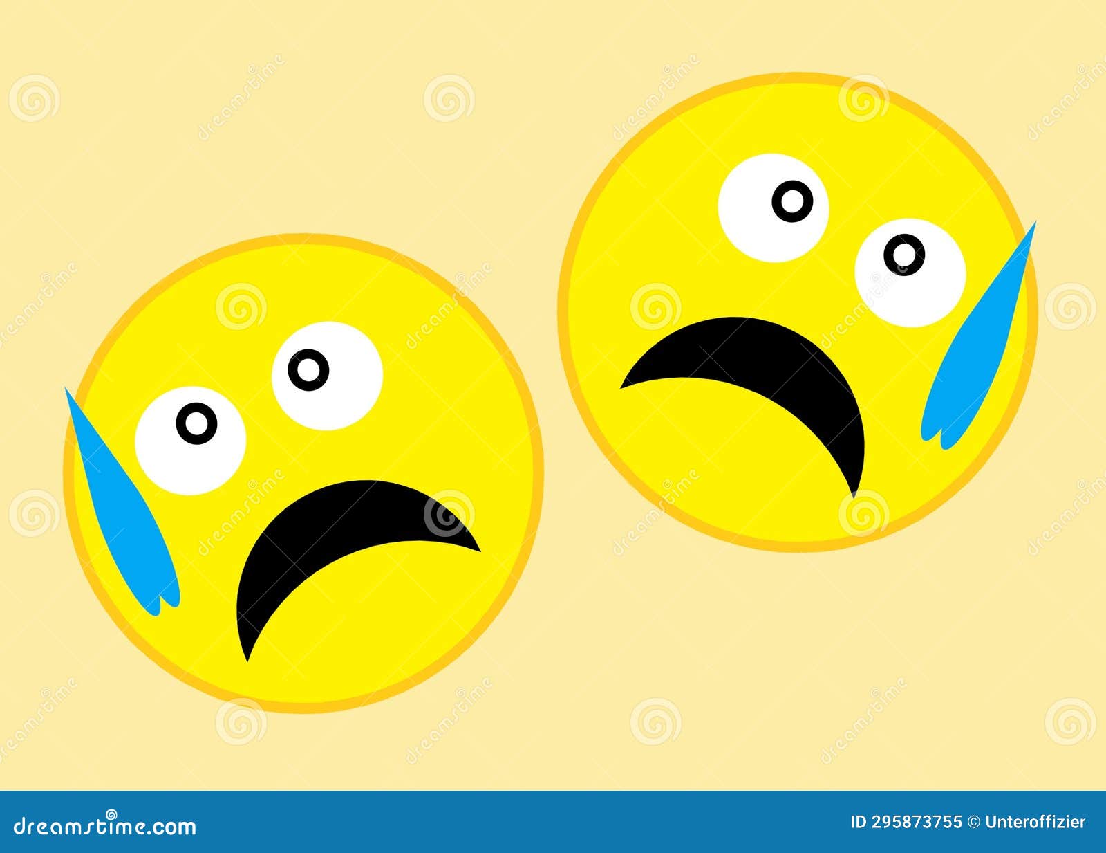 A Pair of Identical Yellow Smiley Emoticon Expression with Cold Sweat ...