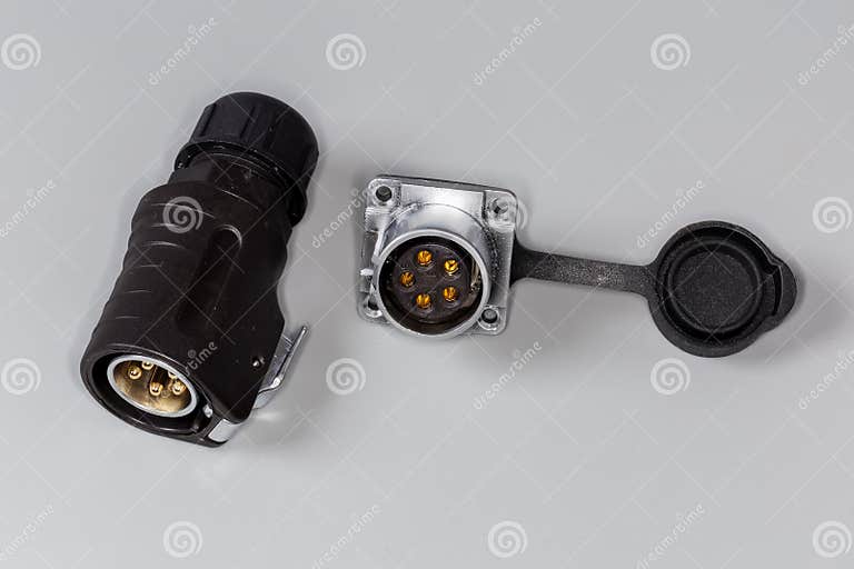 Pair of Industrial Electrical Connectors with Plug and Panel Socket ...