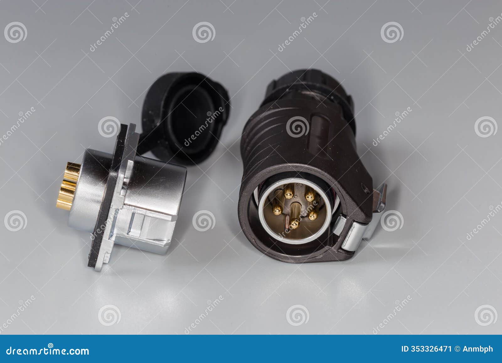 Pair of Industrial Electrical Connectors with Plug and Panel Socket ...