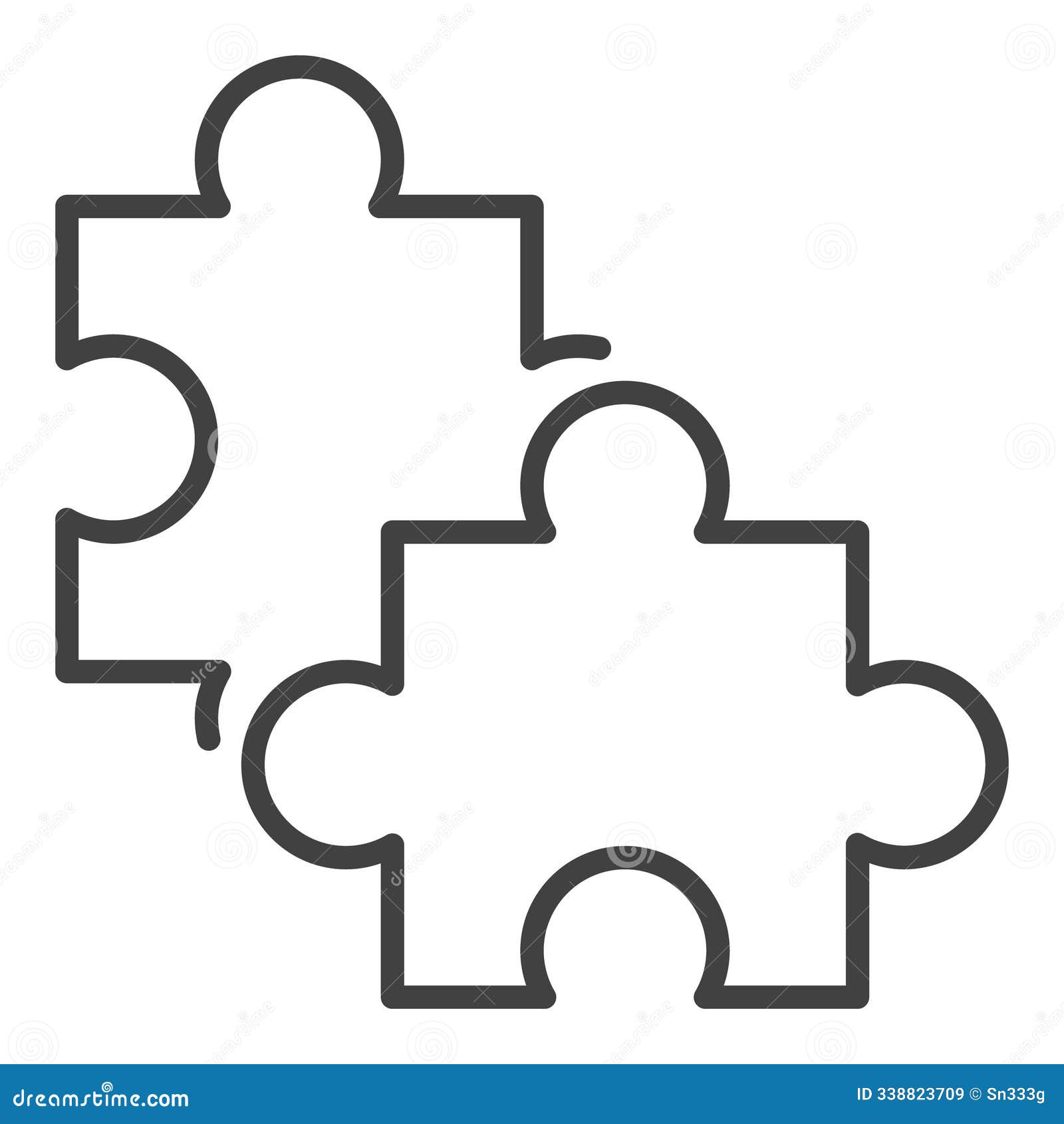 Pair of Jigsaw Puzzle Pieces Vector Linear Icon or Symbol Stock ...