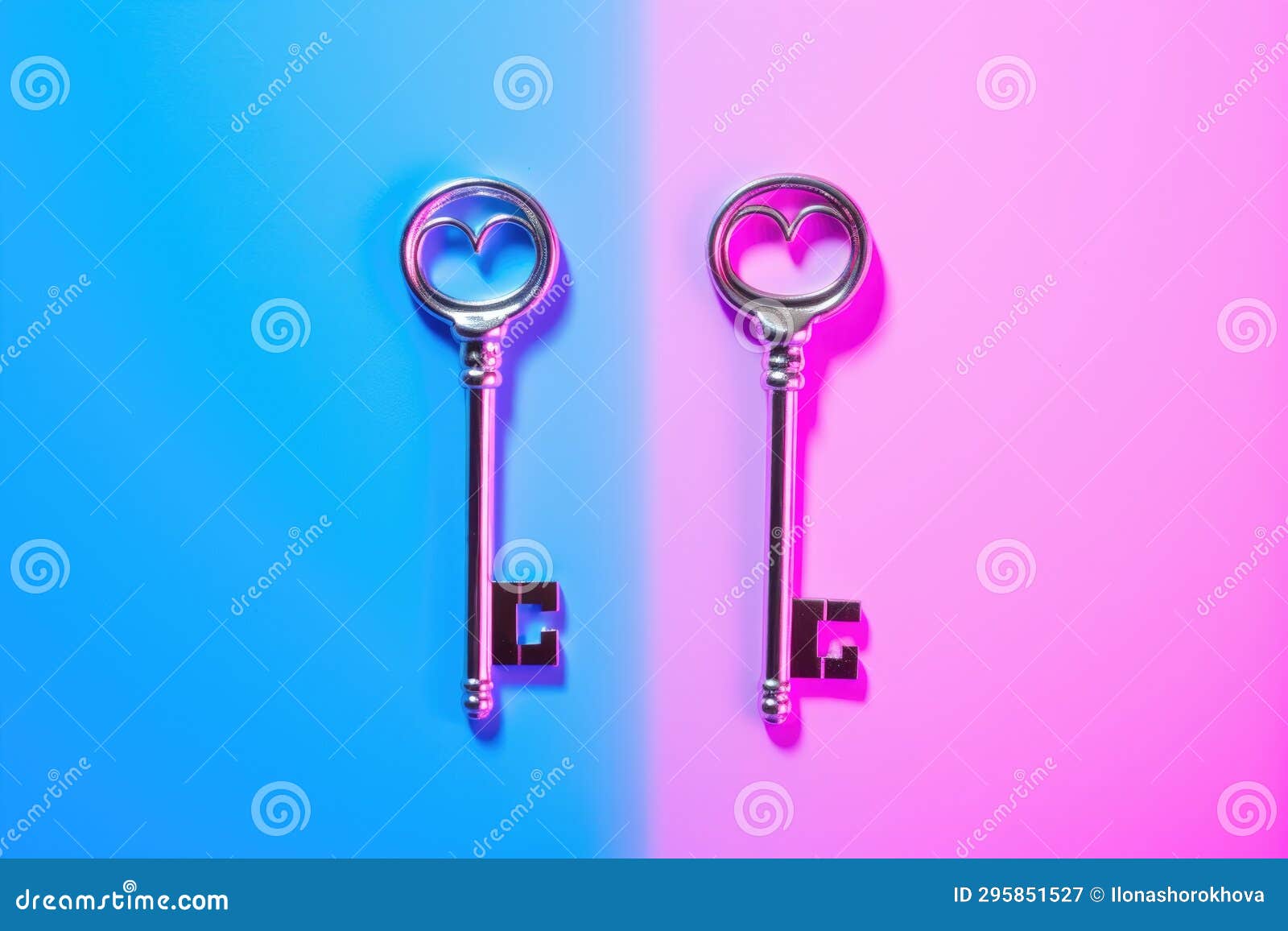 Pair of Keys with Neon Light. AI Generated Stock Image - Image of macro ...