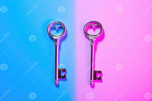 Pair of Keys with Neon Light. AI Generated Stock Image - Image of macro ...