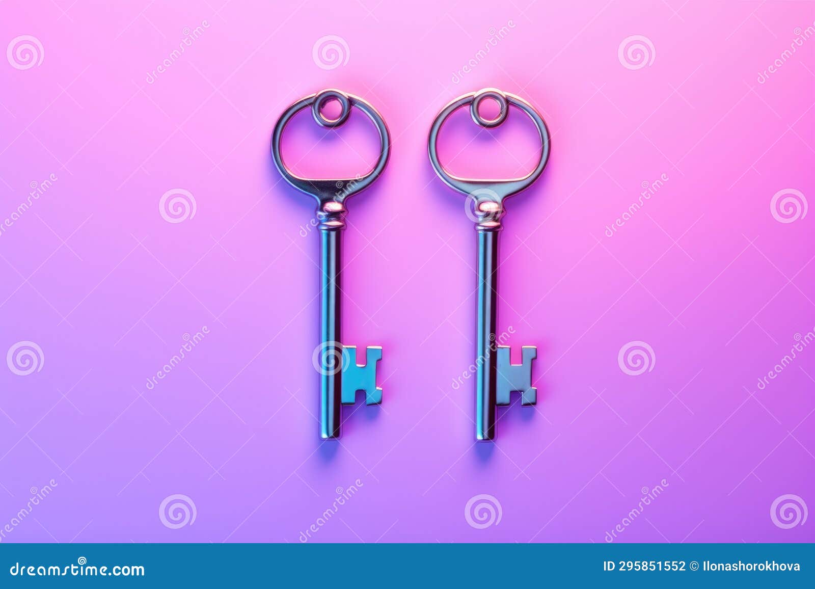 Pair of Keys with Neon Light. AI Generated Stock Photo - Image of steel ...