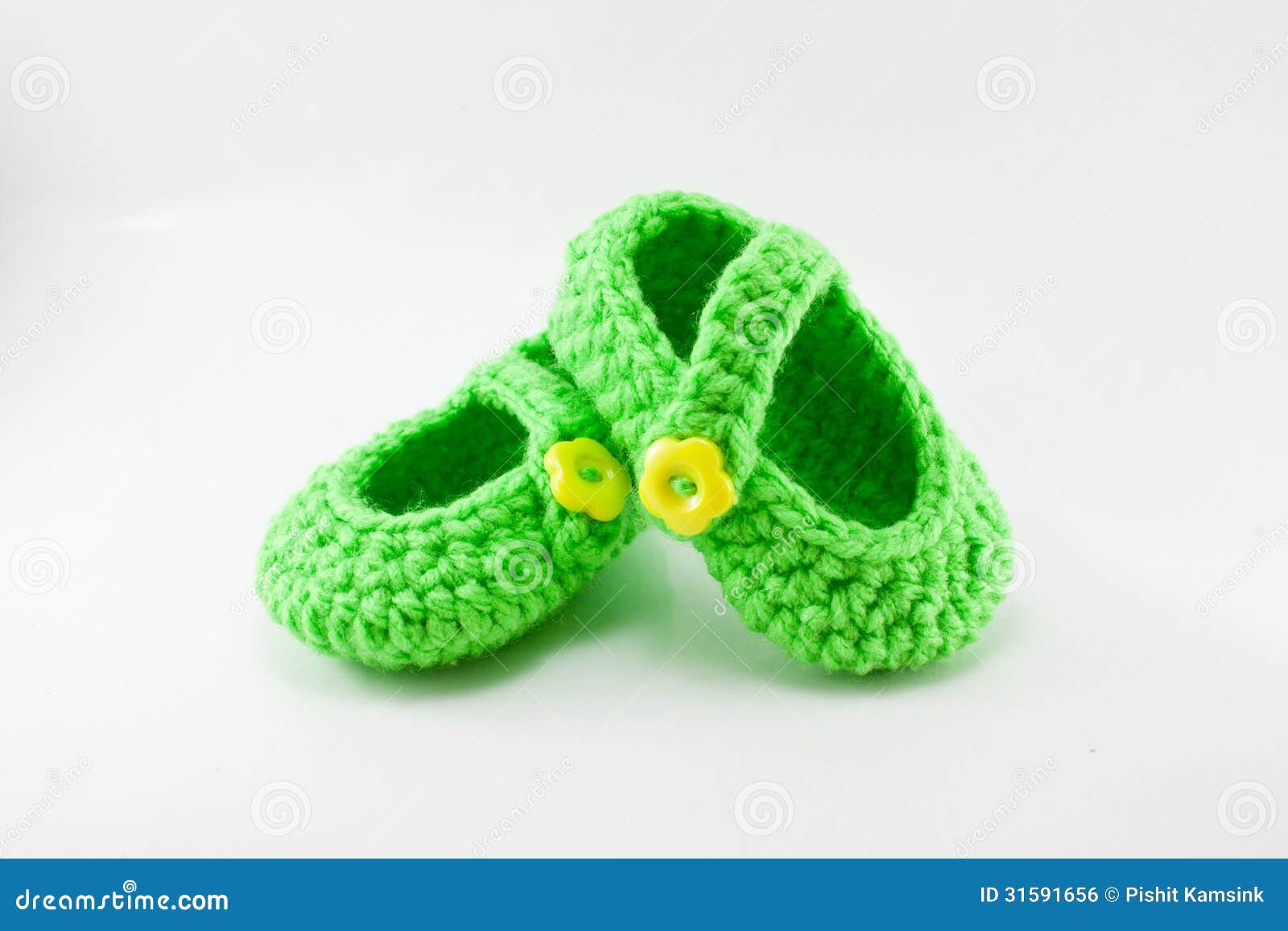 Pair of Knitted, Bright Green Baby Booties Stock Photo - Image of ...
