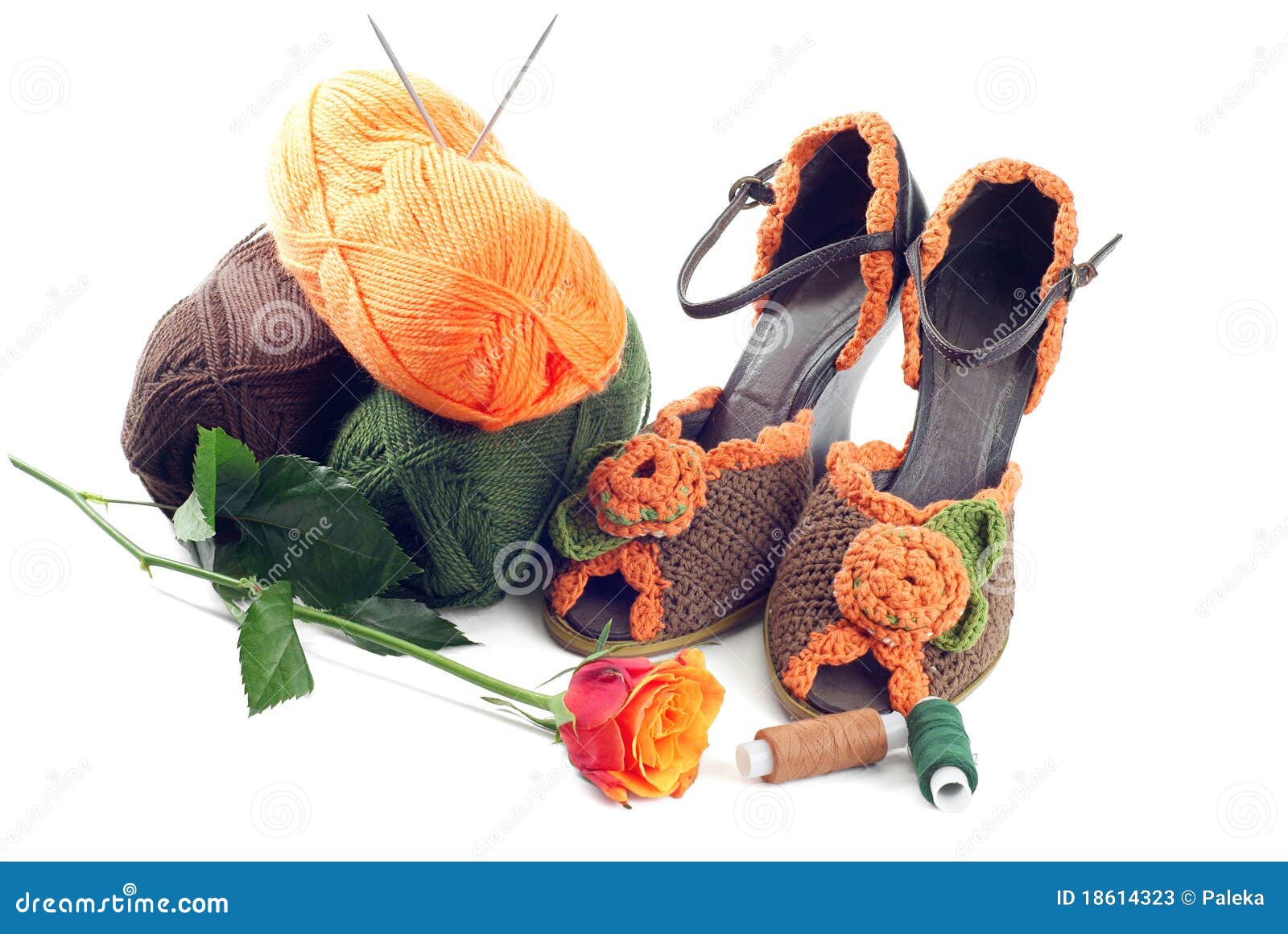 Pair of knitted shoes stock image. Image of isolated - 18614323