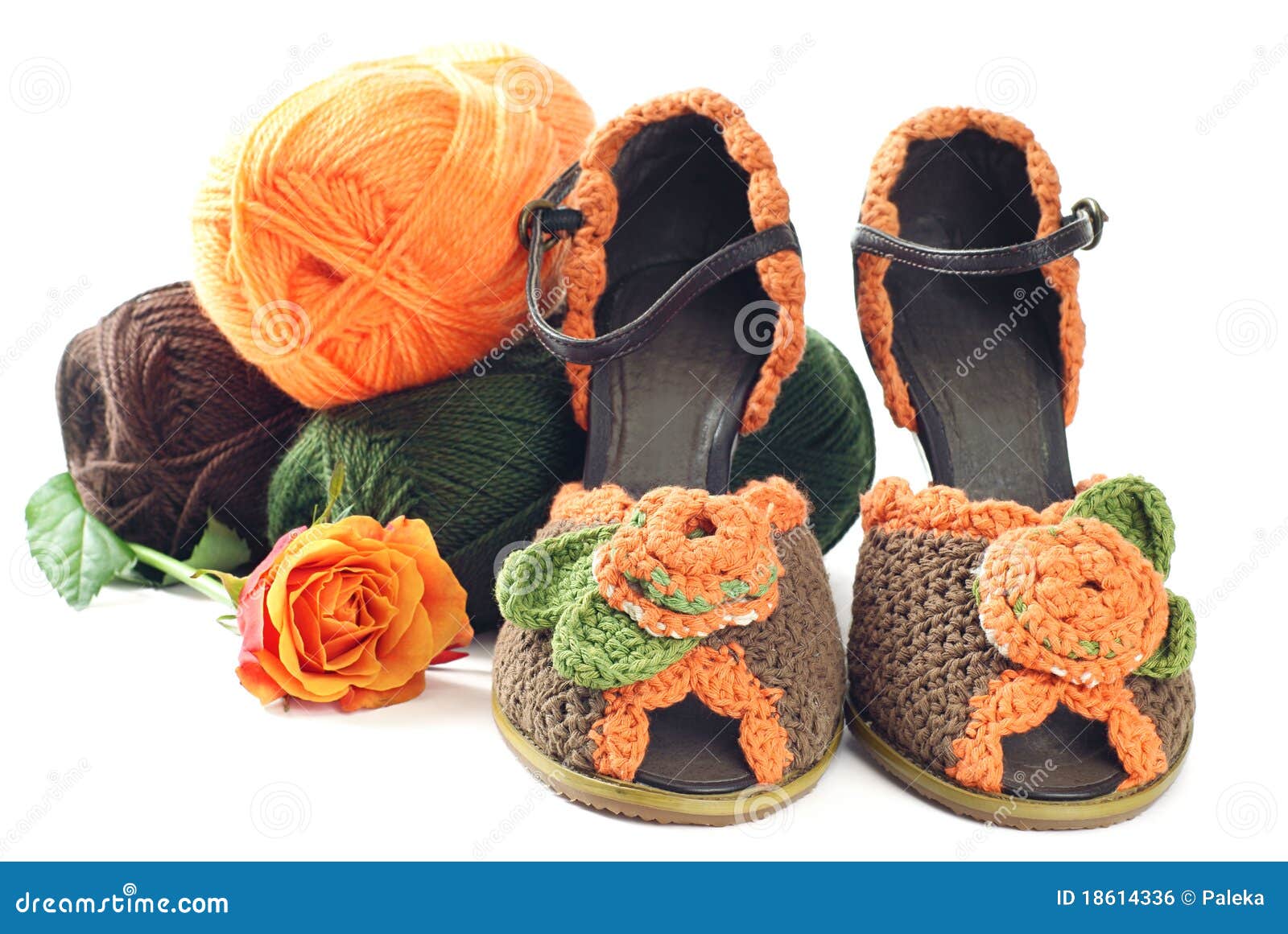 Pair of knitted shoes stock photo. Image of open, isolated - 18614336