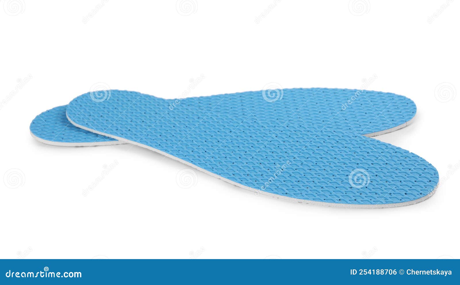 Pair of Light Blue Insoles on White Background Stock Photo - Image of ...