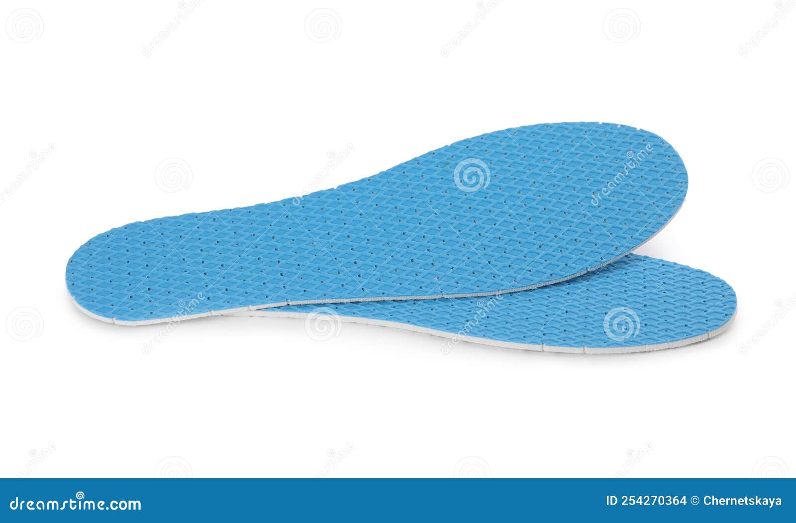 Pair of Light Blue Insoles on White Background Stock Photo - Image of ...
