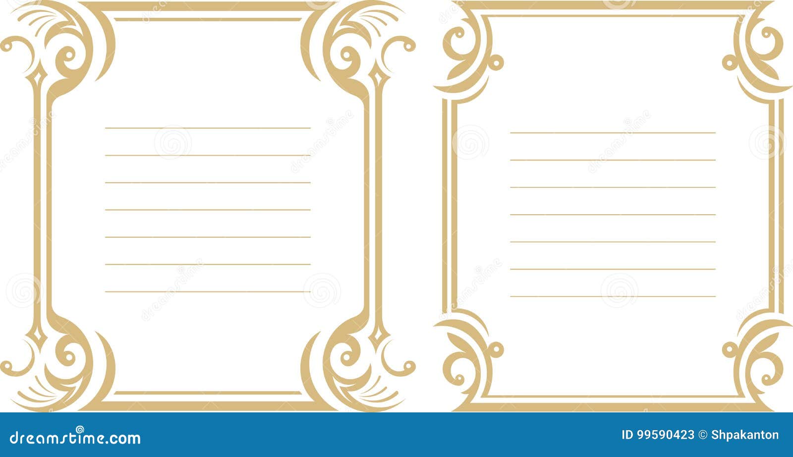 Pair of Lined Decorative Frame in Gentle Tones. Stock Vector ...