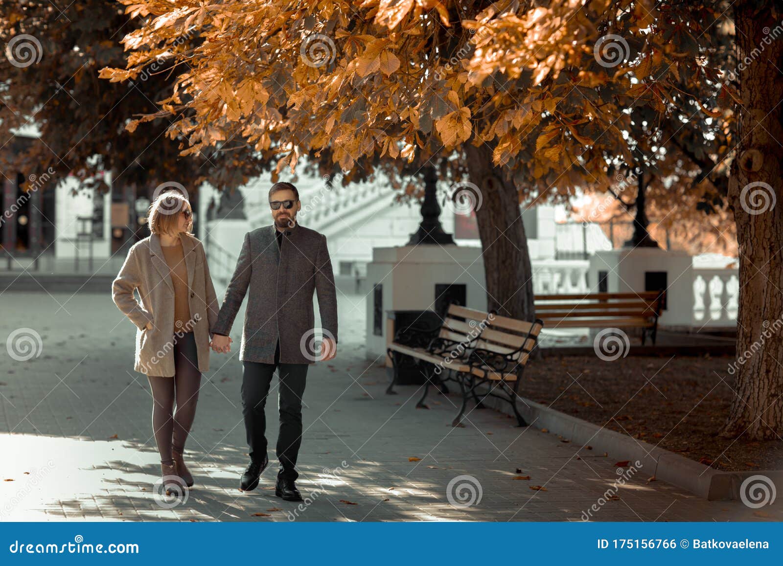 The Pair of Lovers Cuddle and Hold Hands during a Romantic Outing Stock ...