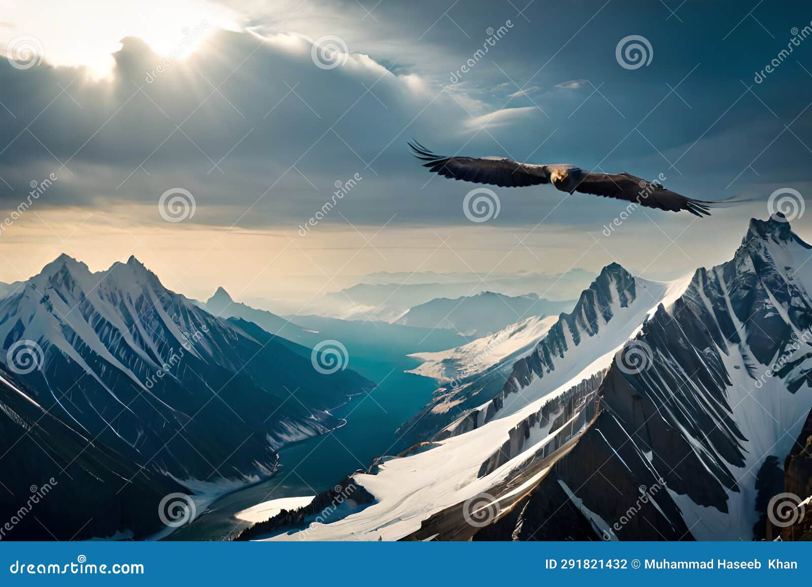 A Pair of Majestic Eagles Soaring High Above a Rugged Mountain Range Stock Illustration ...