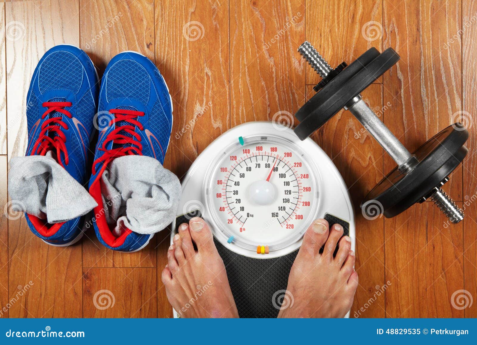 A Pair of Man S Feet Standing on a Scale Stock Image - Image of balance ...