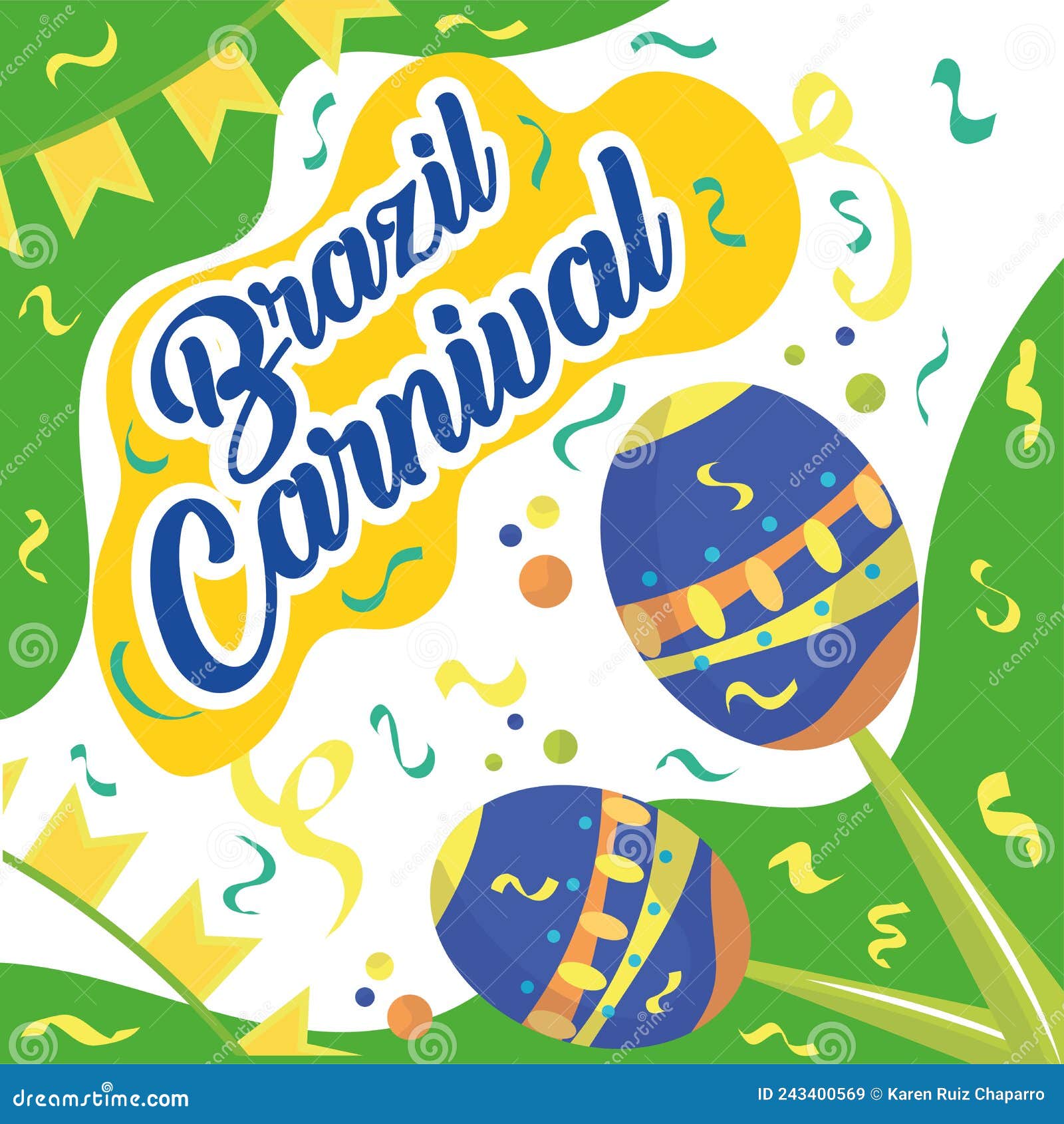 Pair of Maracas Colored Brazil Carnival Template Vector Stock ...