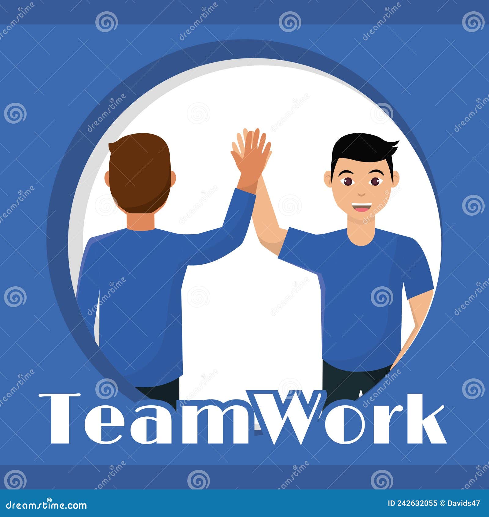 Pair of Men Doing a High Five Teamwork Concept Vector Stock Vector ...