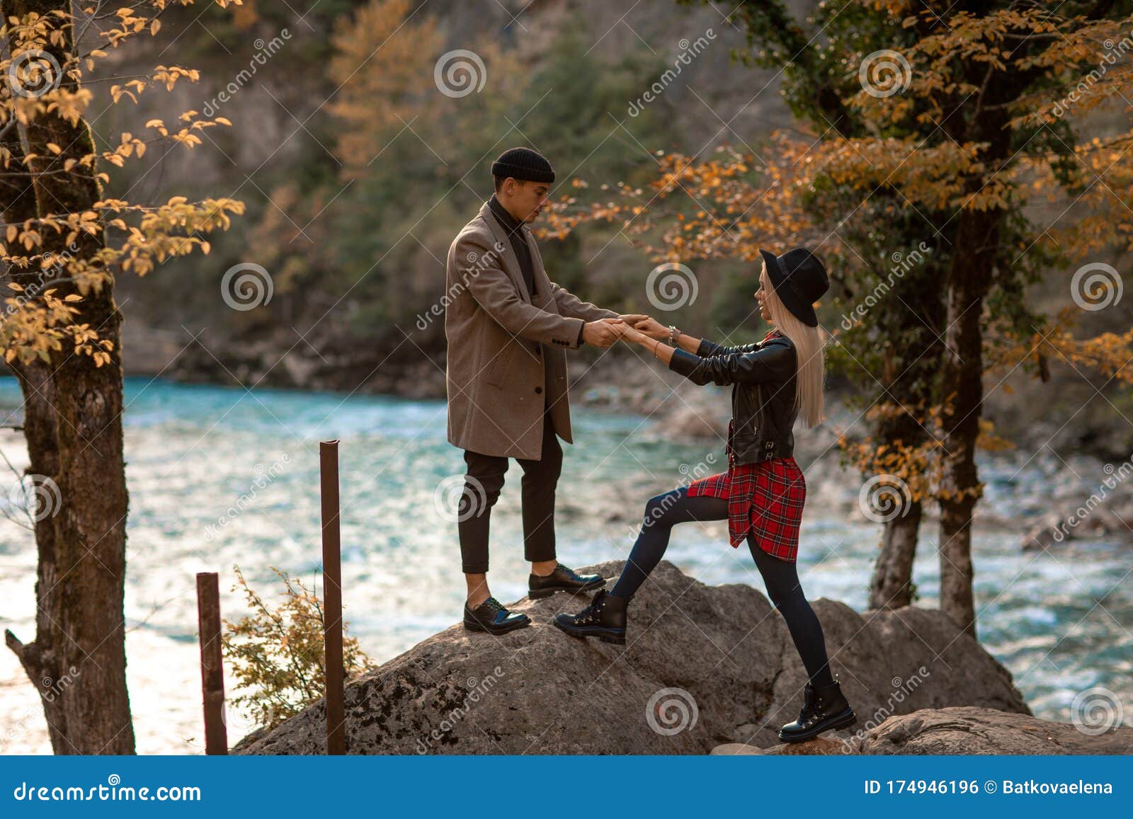 A Pair of Men and Women Walk Together and Cuddle Stock Photo - Image of ...