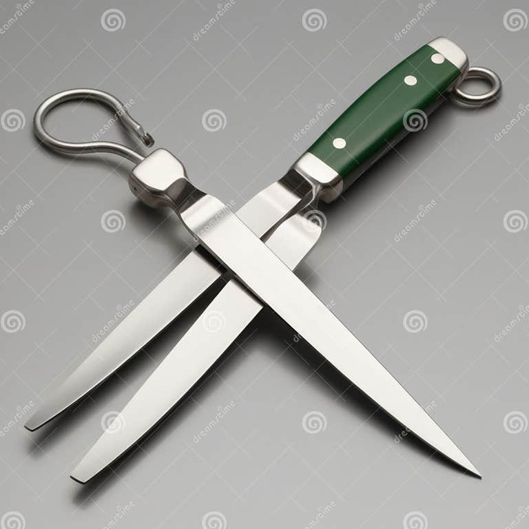 Pair of Metal Blades with Finger Loop Handle Stock Illustration ...