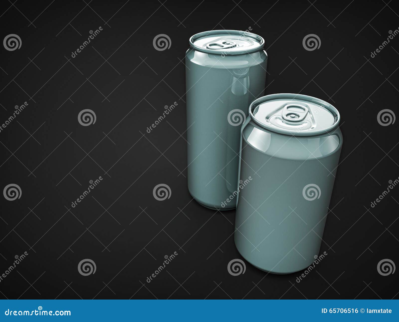 Pair Of Metallic Cans On A Glass Shelf With A Holographic Background ...