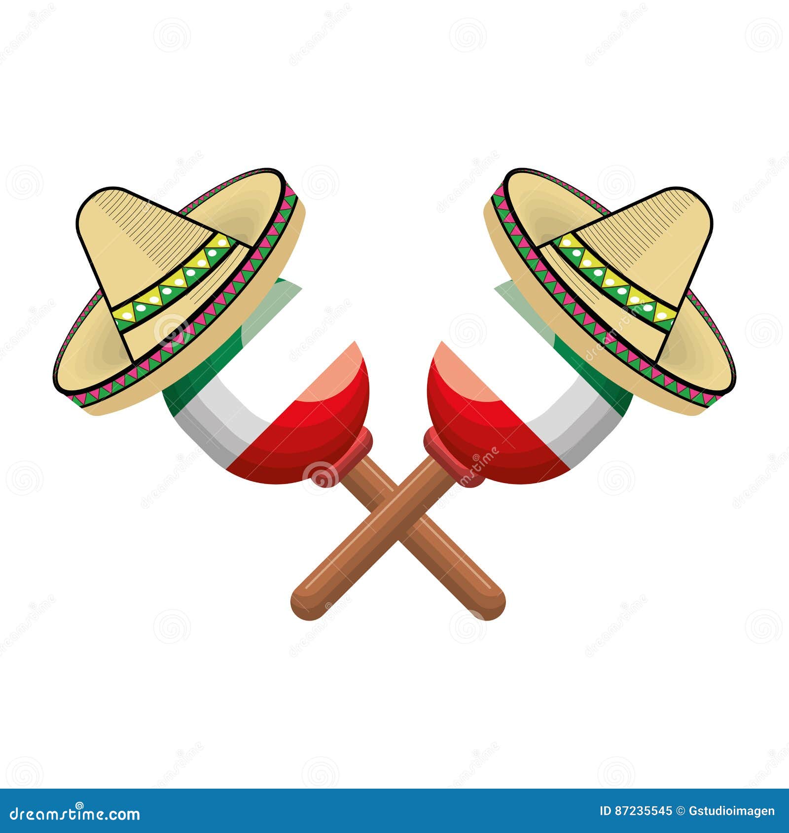 Mexican Maraca With Mustache And Hat Character Vector Illustration ...
