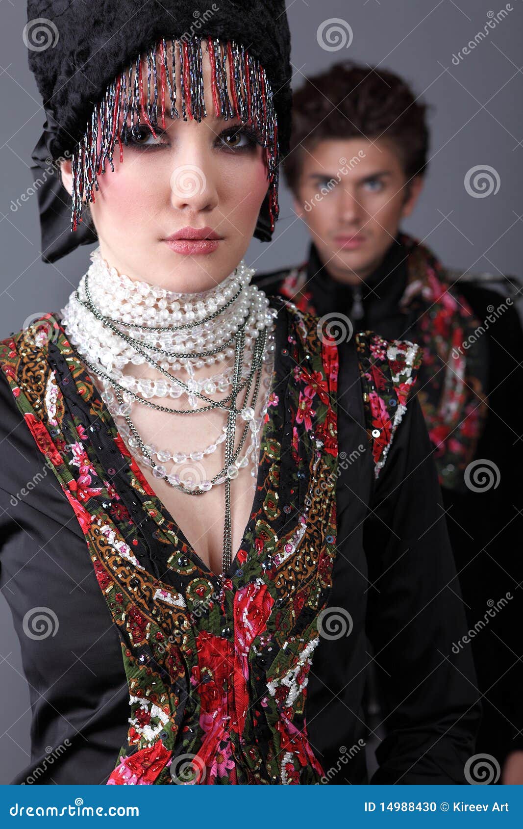 Pair Models in Exclusive Design Clothes Stock Photo - Image of flirt ...