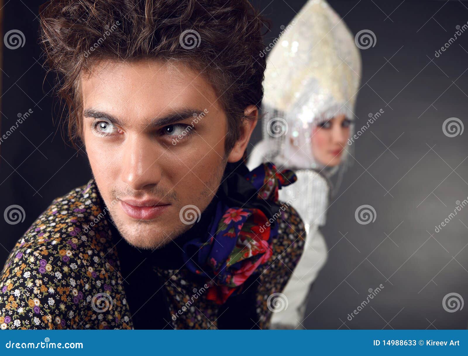 Pair Models in Exclusive Design Clothes Stock Image - Image of ...