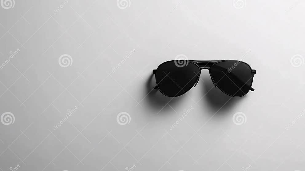 Black Aviator Sunglasses Isolated on a Plain Gray Background, Top Down ...