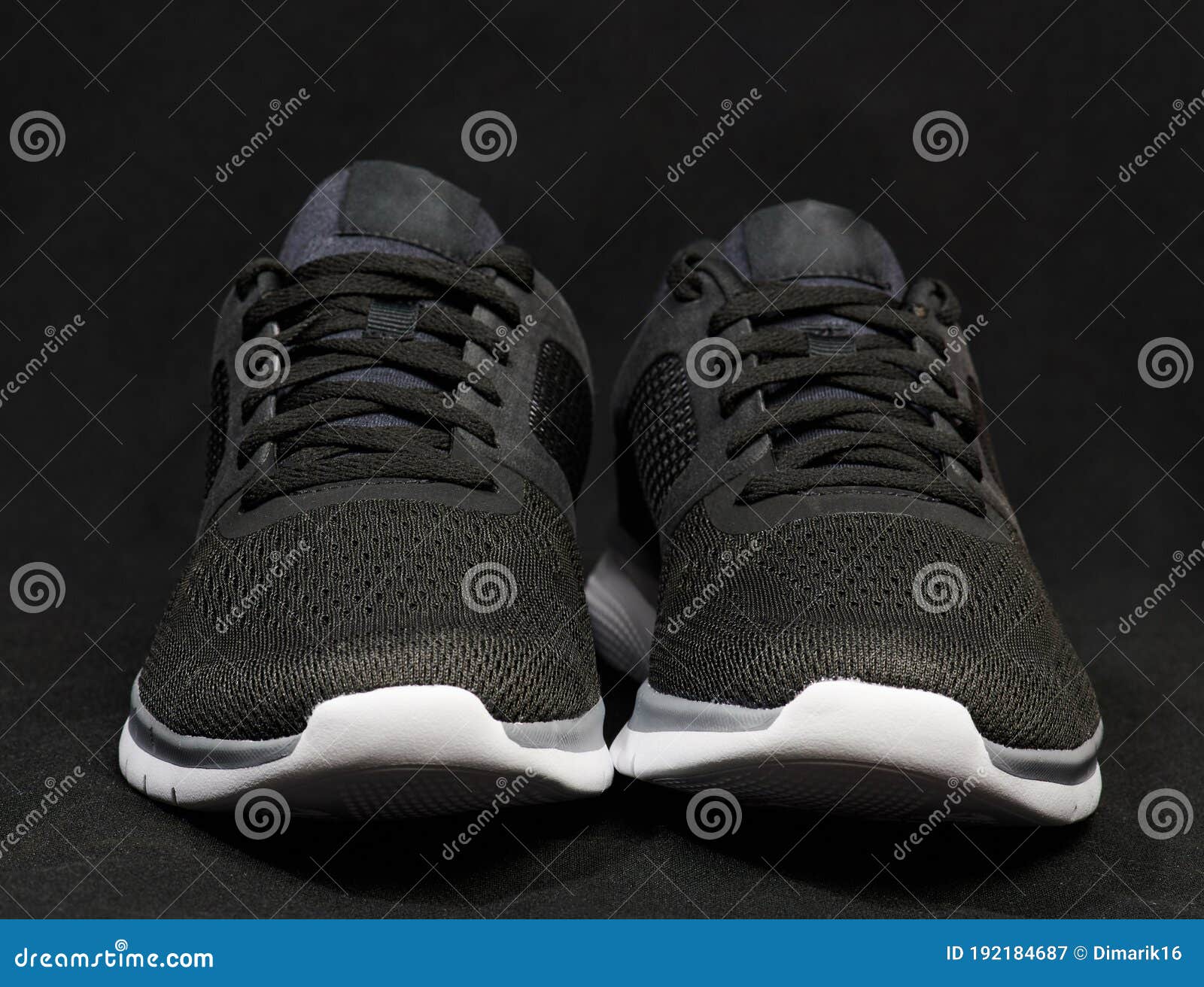 Pair of Modern Black Running Shoes Stock Image - Image of exercise ...