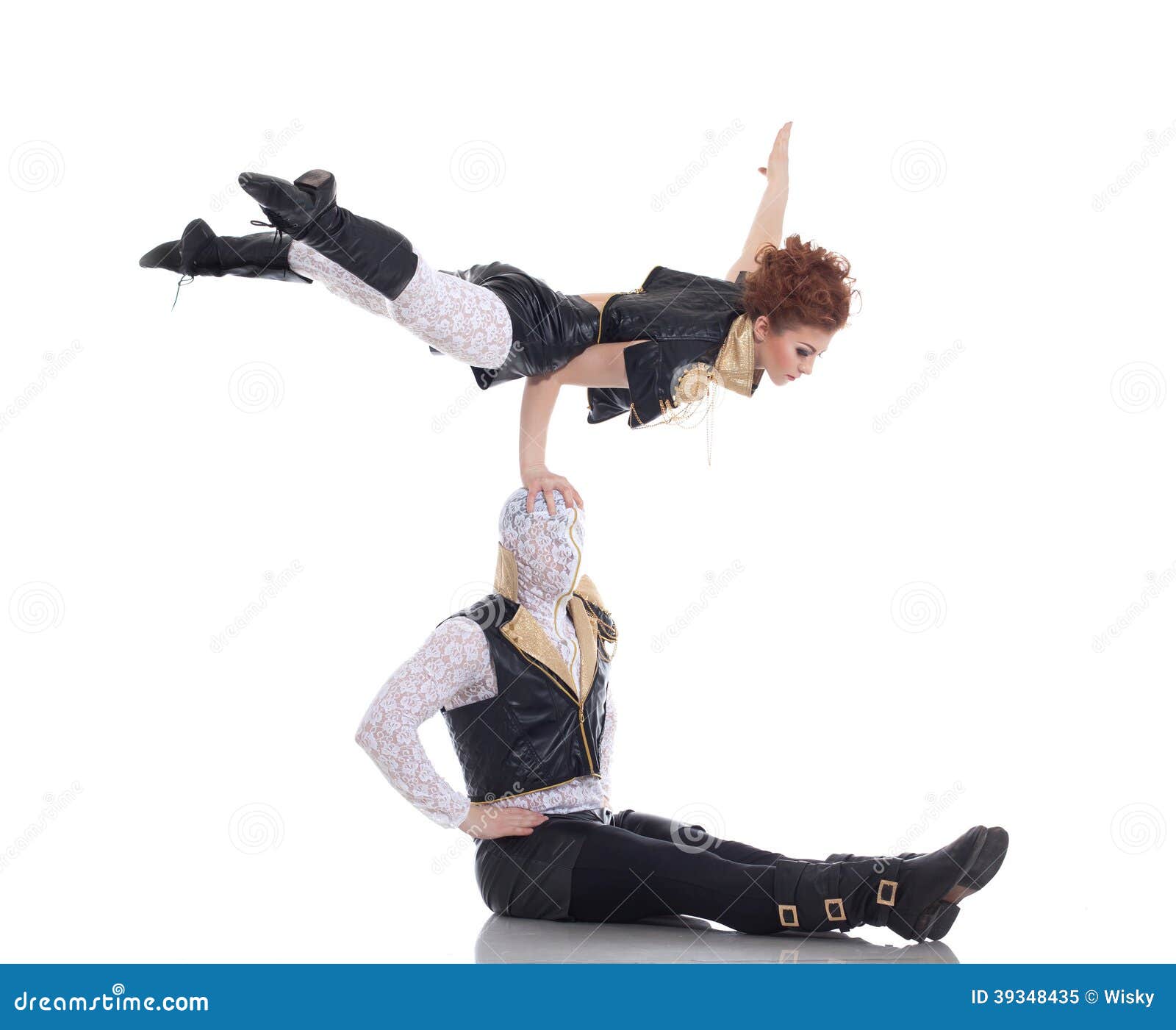 Pair of Modern Dancers Posing in Acrobatic Pose Stock Image - Image of ...