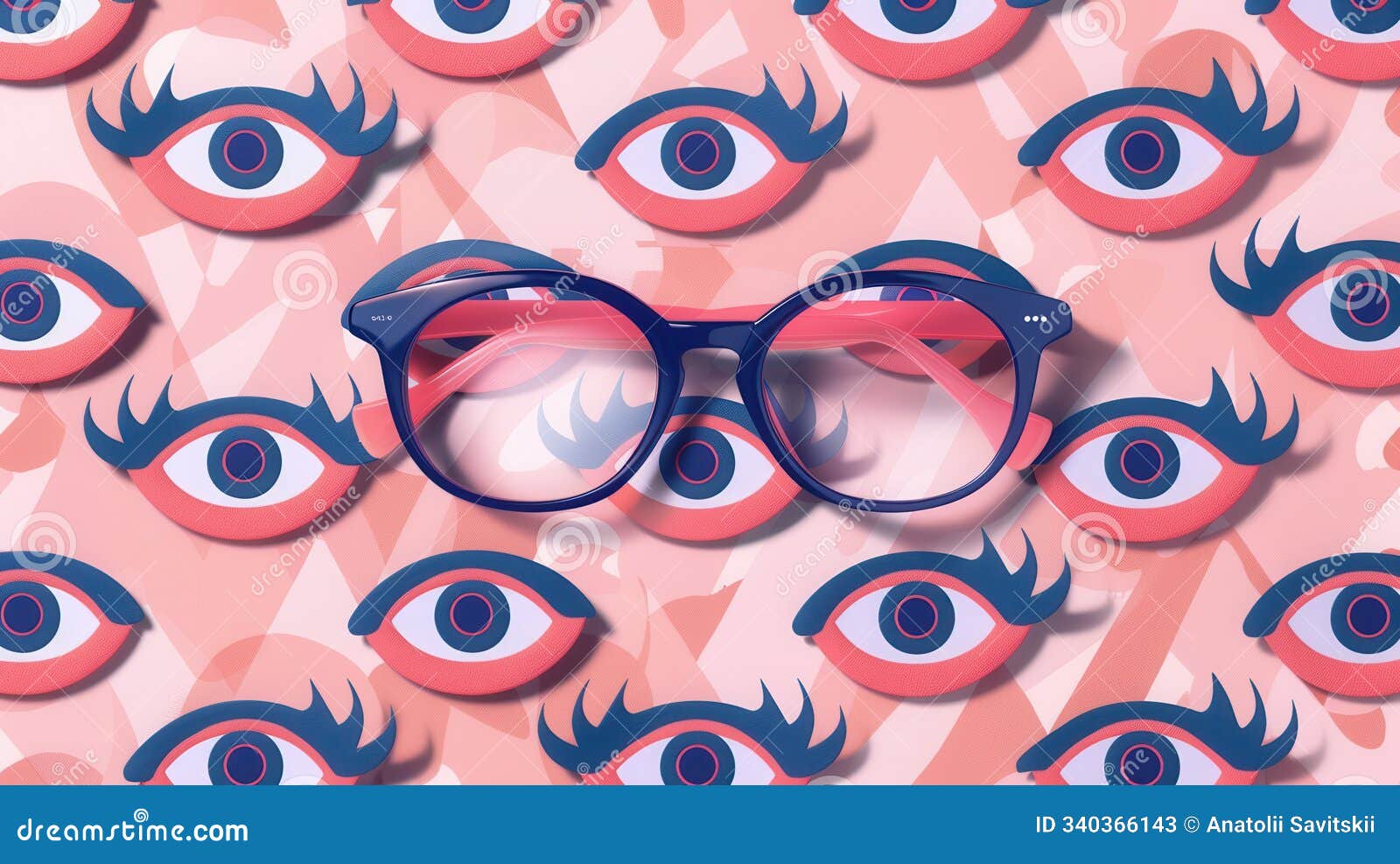 A Pair Of Modern Eyeglasses Rests Prominently On A Playful Background ...