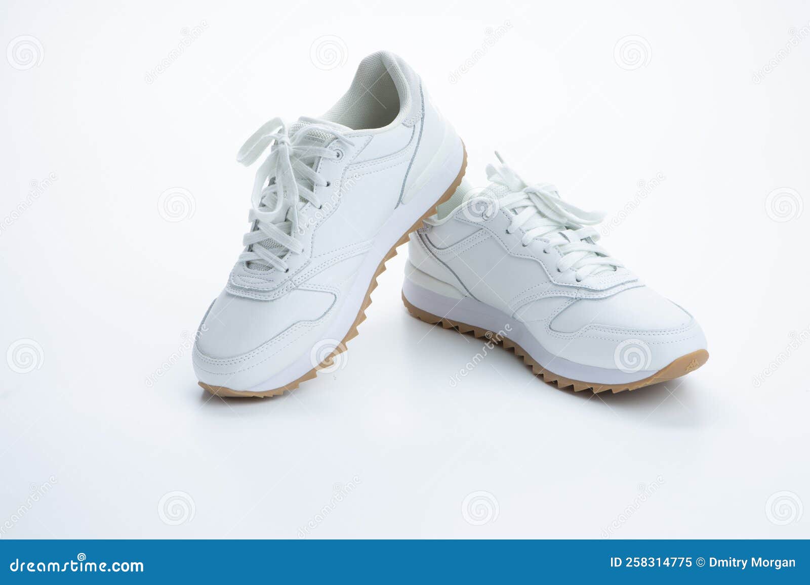 Pair of New Professional White Sneakers Over White Background Stock ...