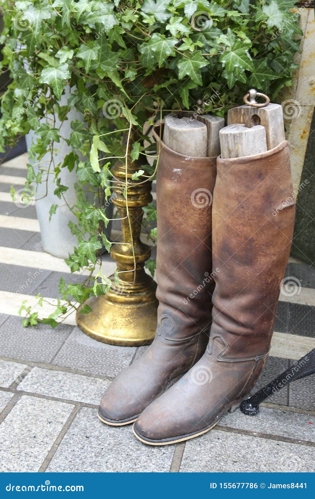 A Pair of Old Traditional Boots in Retro Style. Stock Photo - Image of ...