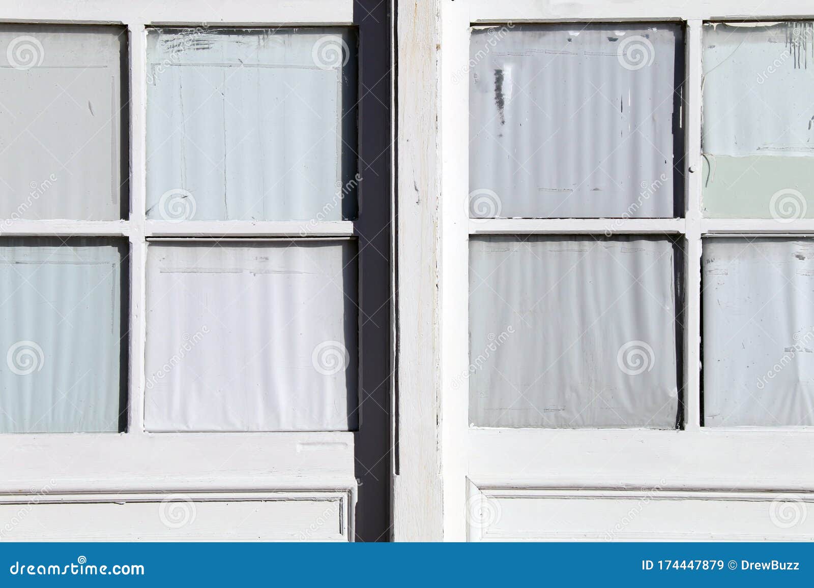 Pair Old Vintage Pane Glass Windows White Building Stock Image - Image ...