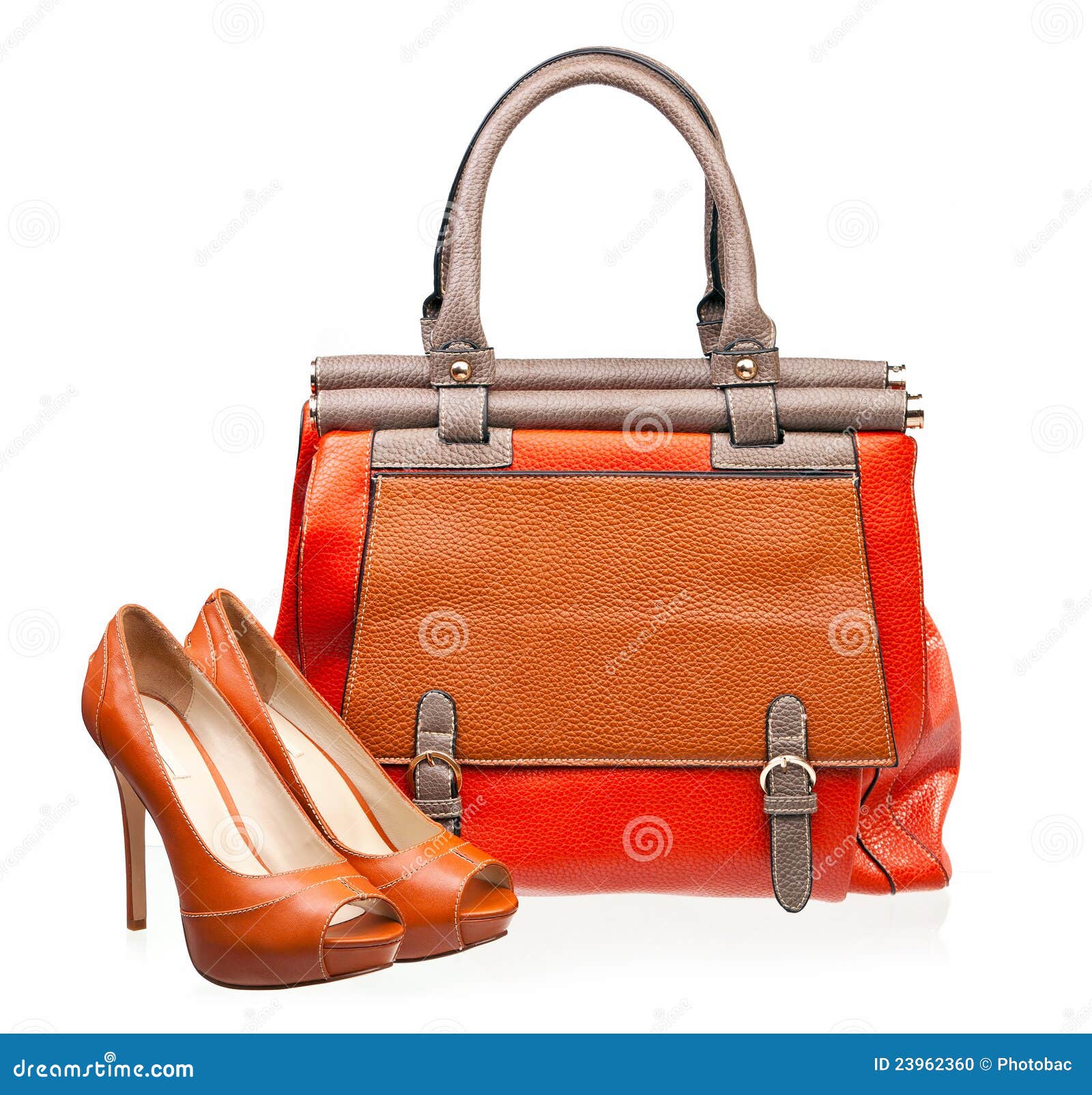 Pair of Open-toe Female Shoes and Handbag Stock Photo - Image of ...
