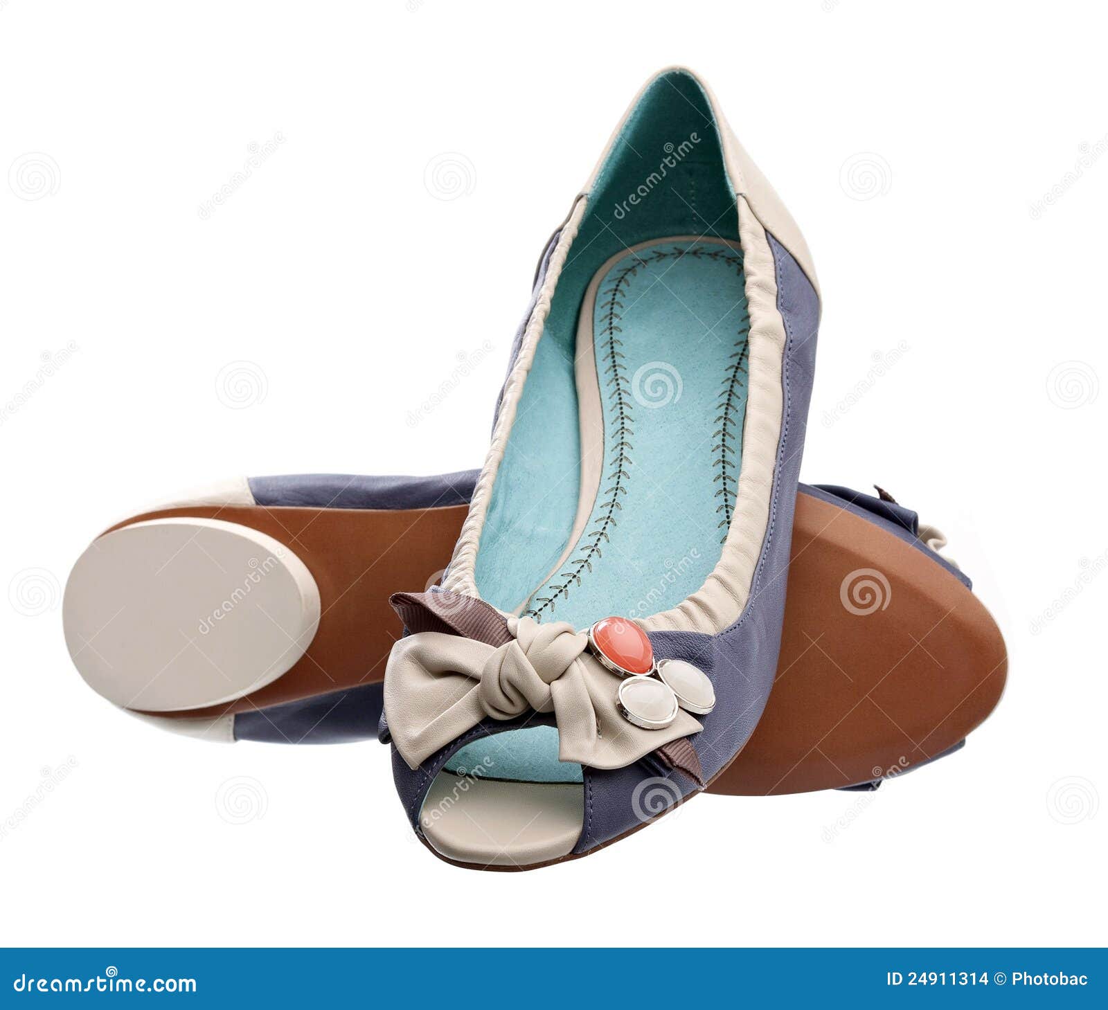 Pair of Open-toe Summer Shoes Against White Stock Photo - Image of heel ...
