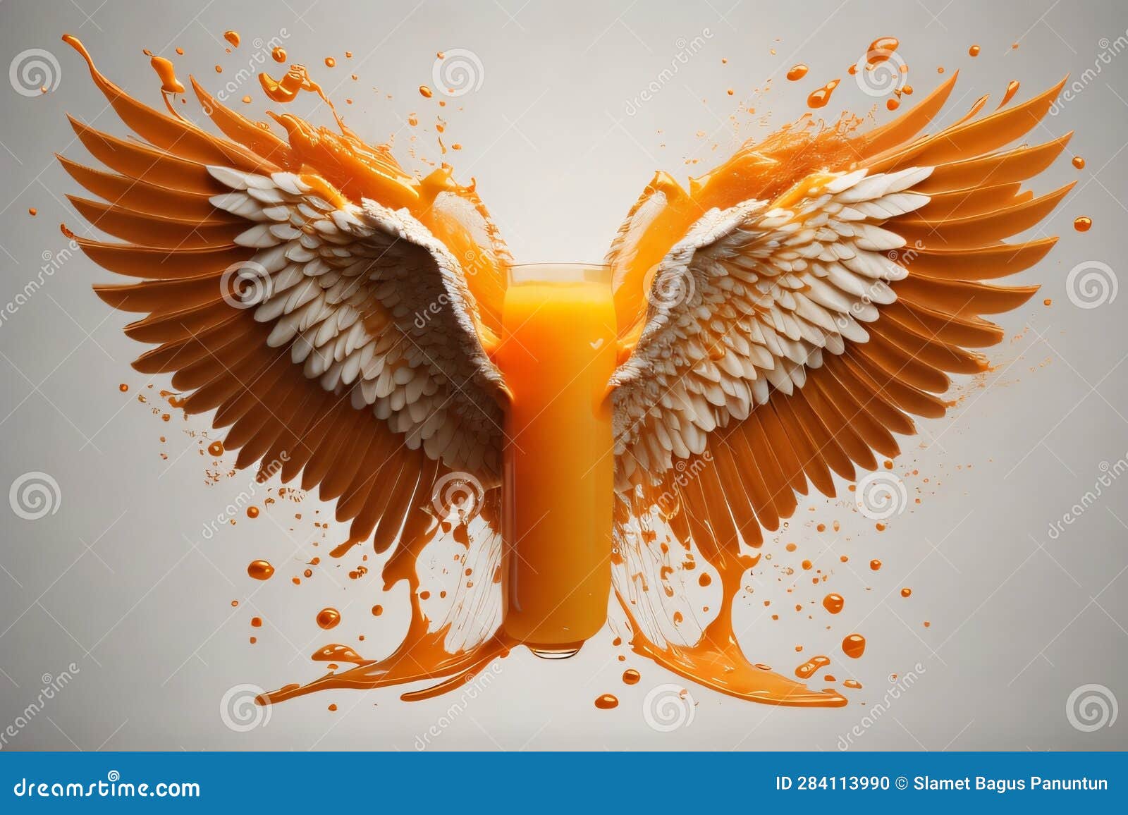 A Pair of Orange Angel Wings with a Splash of Orange Juice Stock ...