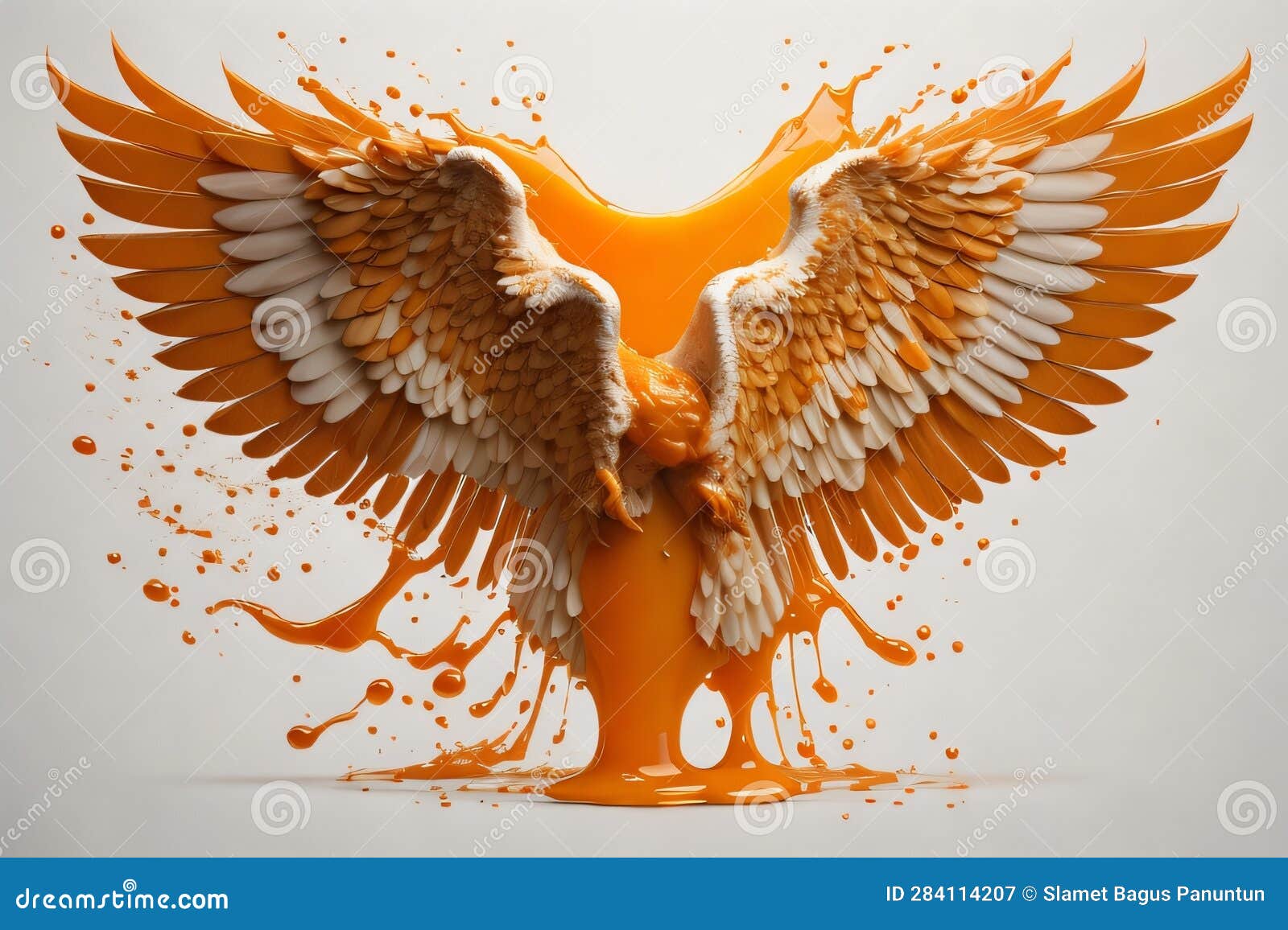 A Pair of Orange Angel Wings with a Splash of Orange Juice Stock ...