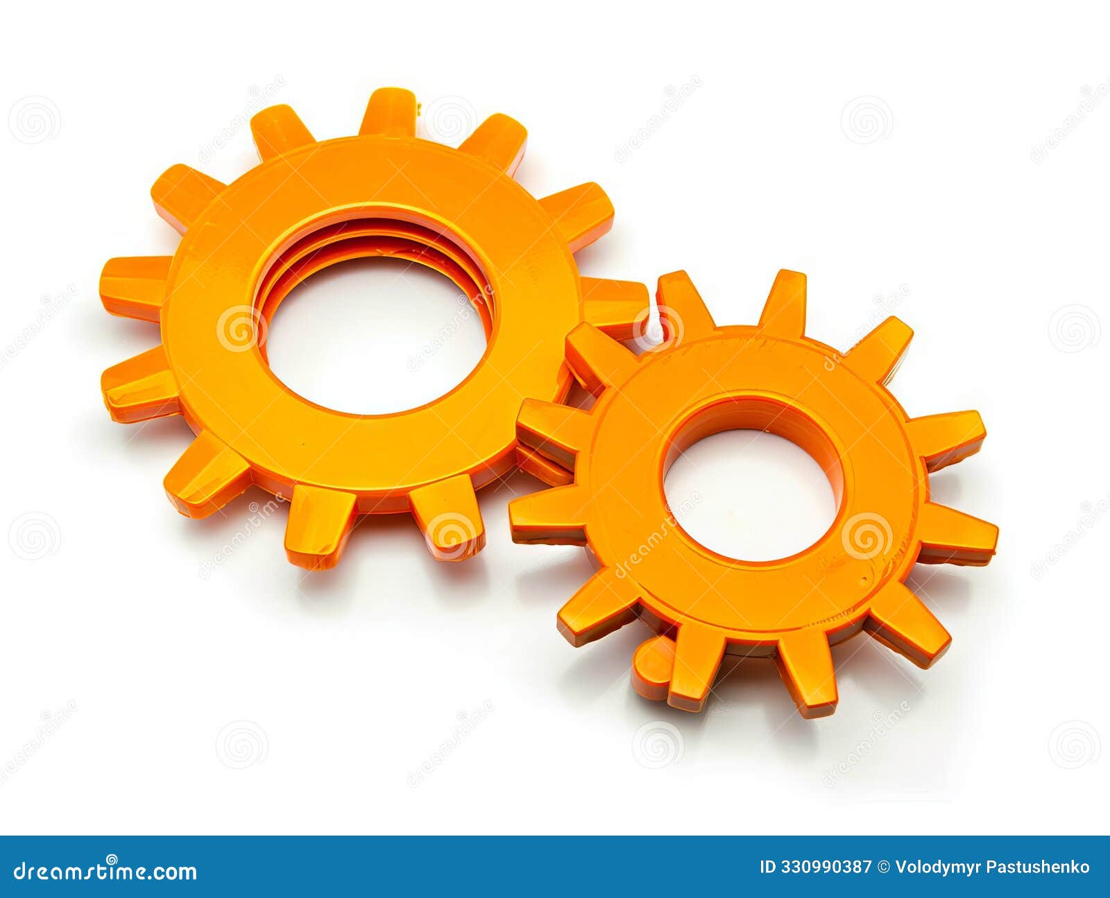 A Pair of Orange Gears on a White Background Stock Image - Image of ...