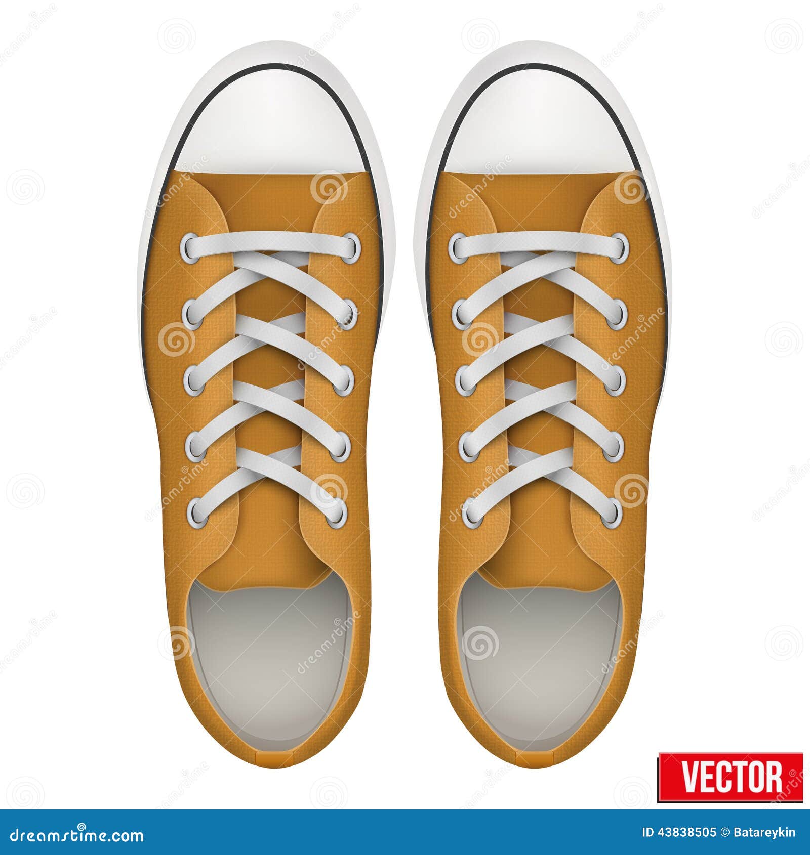Pair of Orange Simple Sneakers. Realistic Vector Stock Vector ...