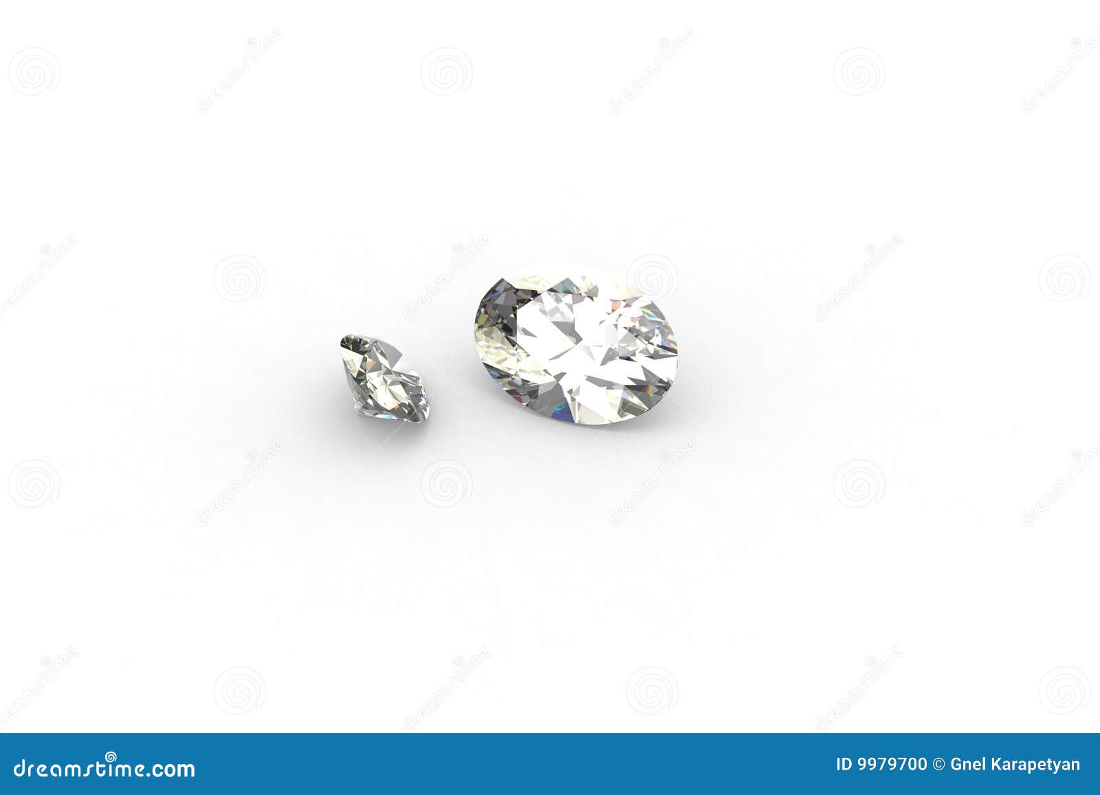 Pair of Oval Diamonds - Ray Tracing 3D Render Stock Illustration ...