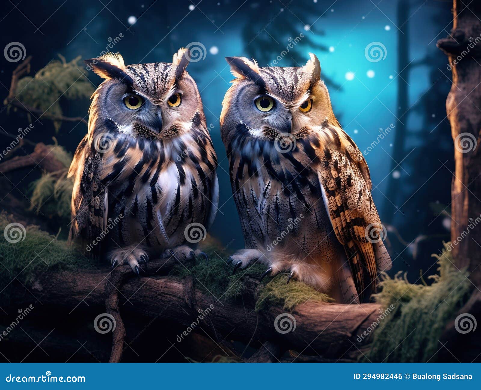A pair of Owls stock illustration. Illustration of predatory - 294982446