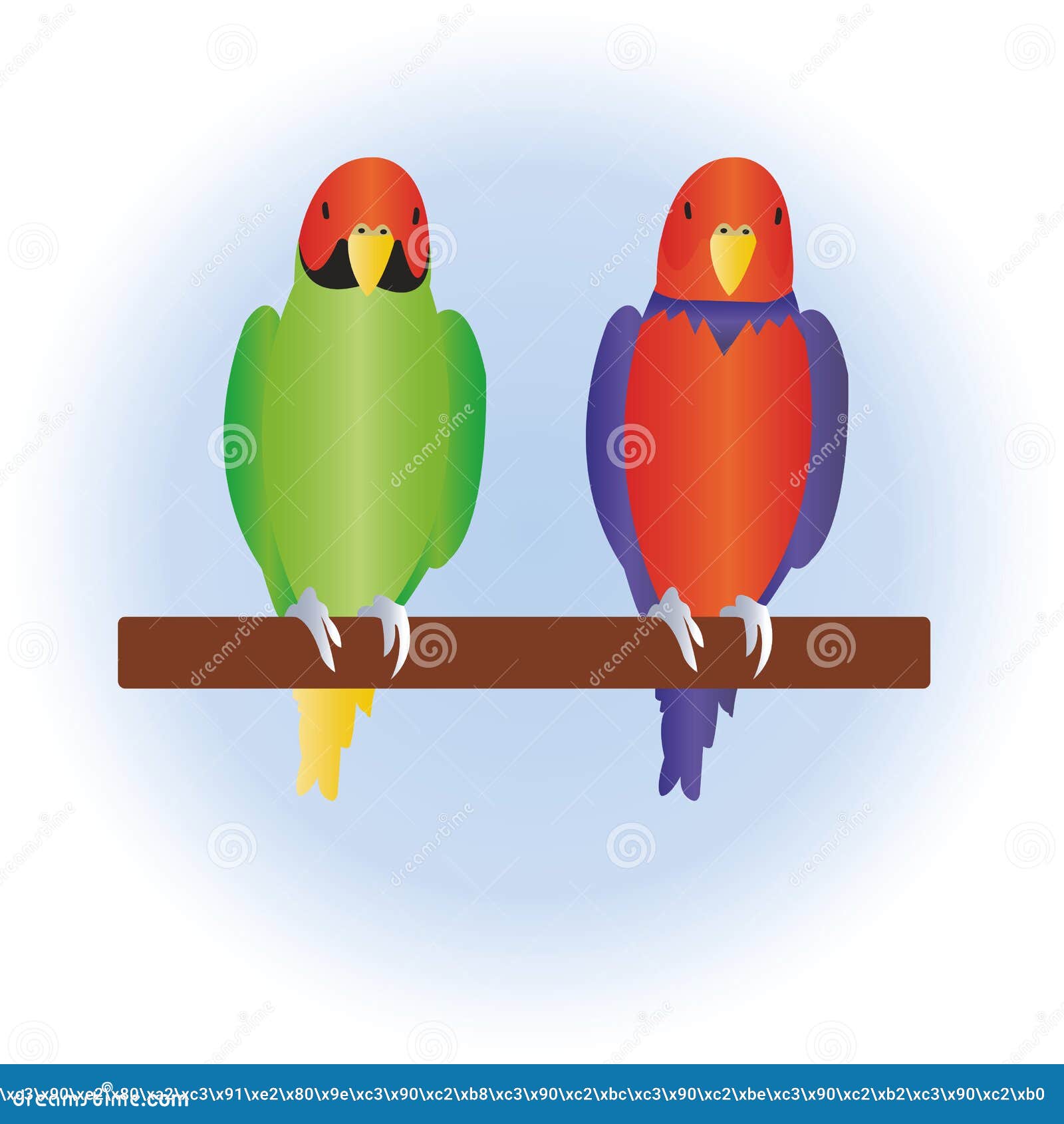 Pair of parrots stock vector. Illustration of twig, branch - 54992282