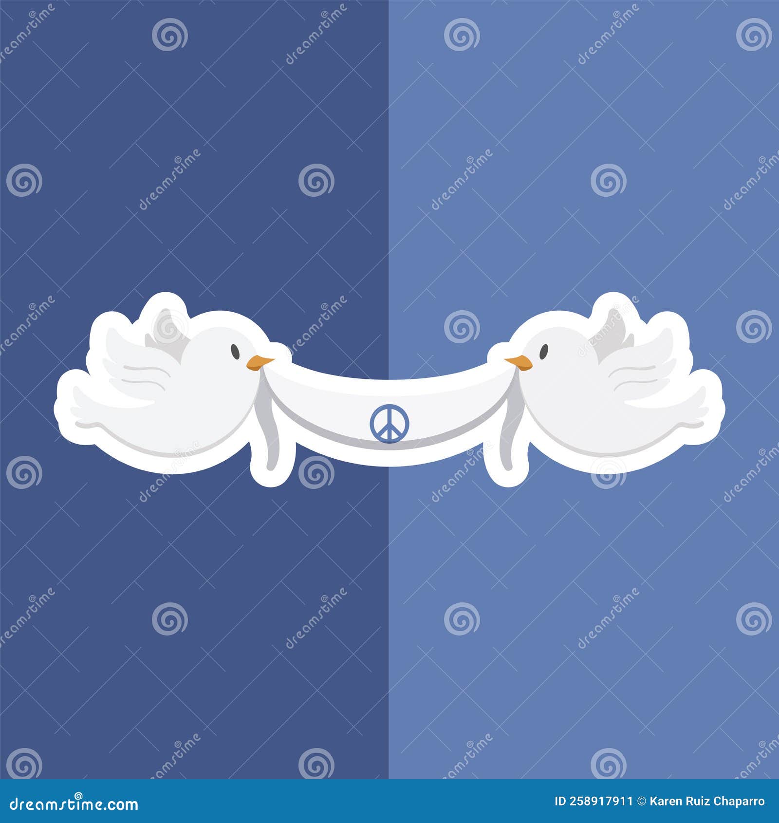 Pair of Peace Pigeons Holding a White Ribbon Vector Stock Vector ...