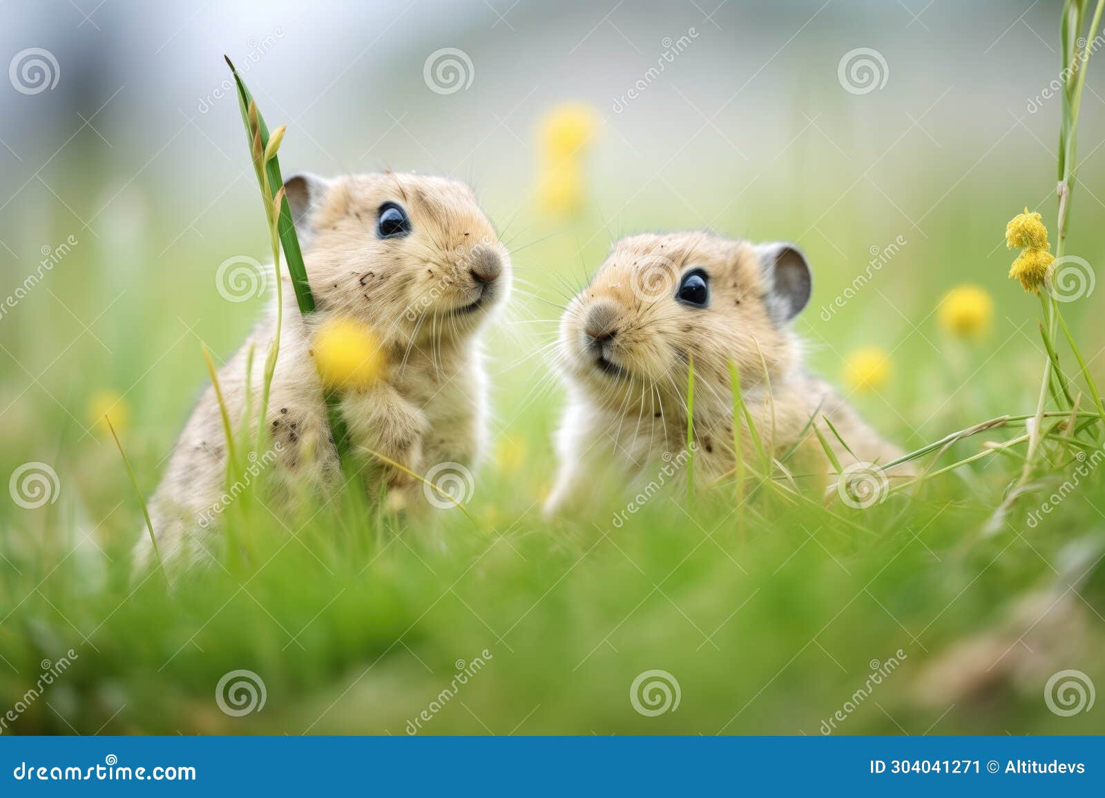 Pair of Pikas in Grass, One Calling Stock Image - Image of alpine ...