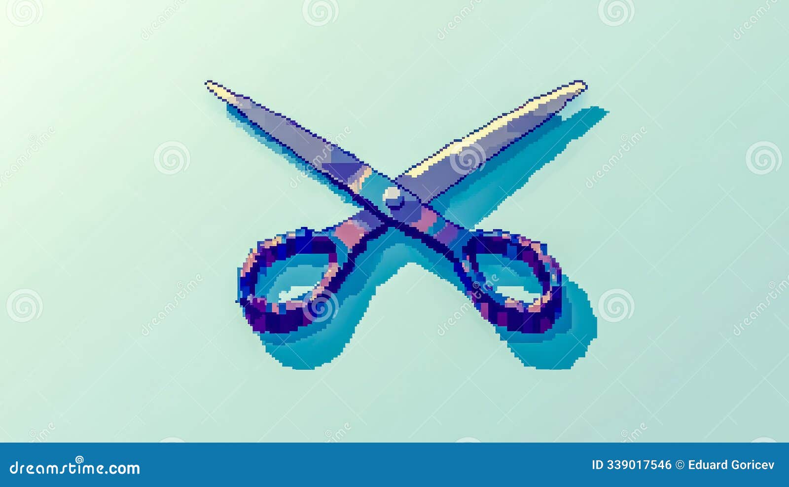 Pixel Art Scissors Lying on a Blue Background Stock Photo - Image of ...