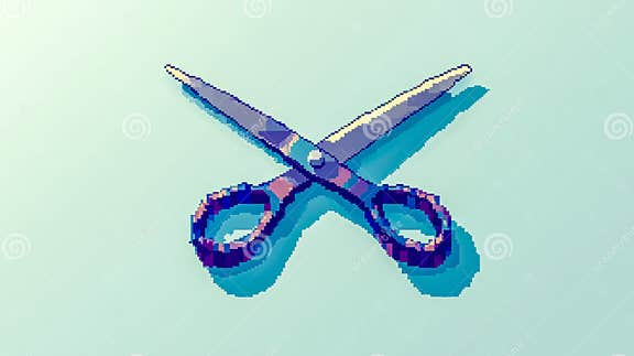 Pixel Art Scissors Lying on a Blue Background Stock Photo - Image of ...