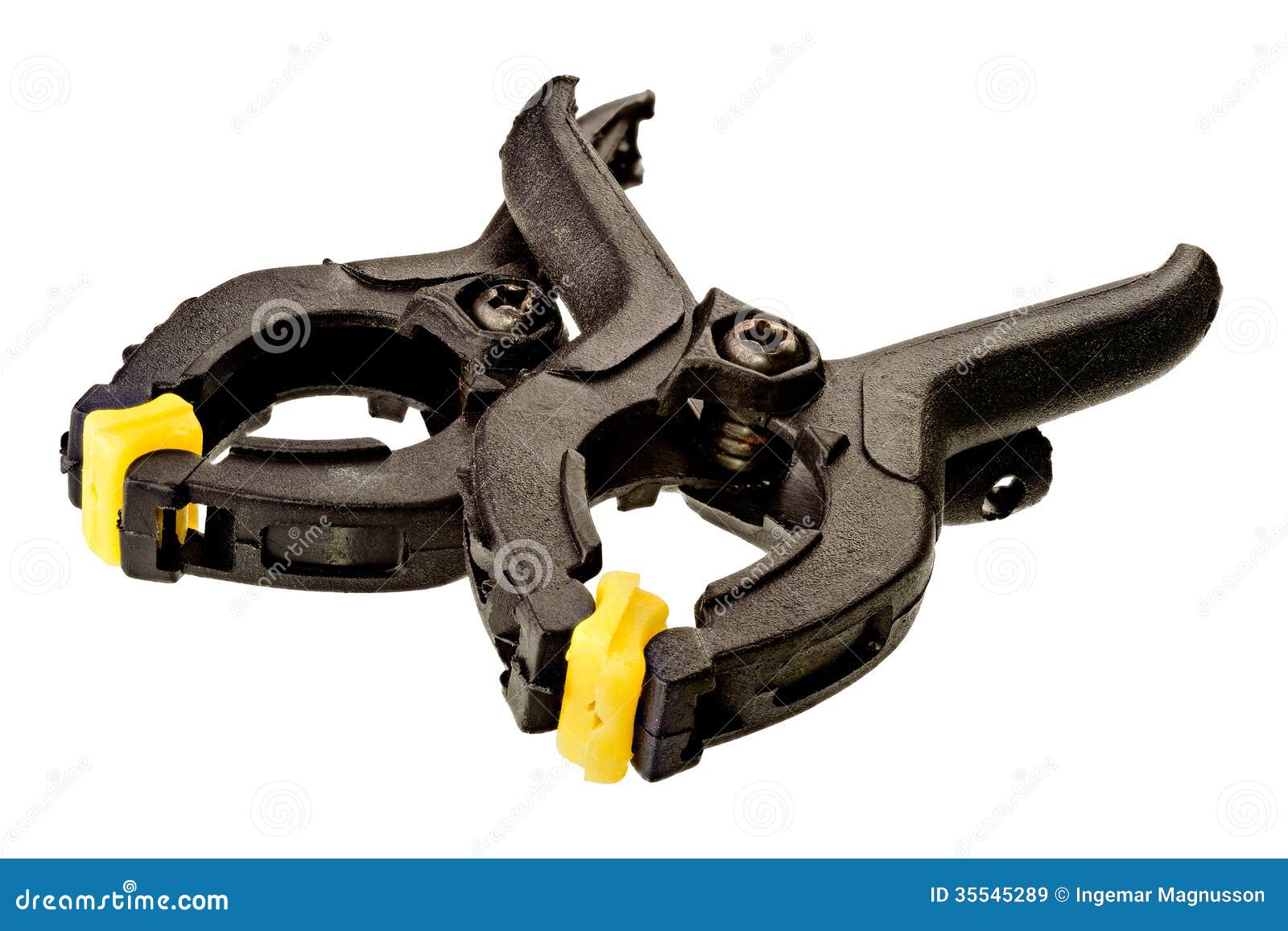 Pair of Plastic Clamps on White Stock Image - Image of closeup ...